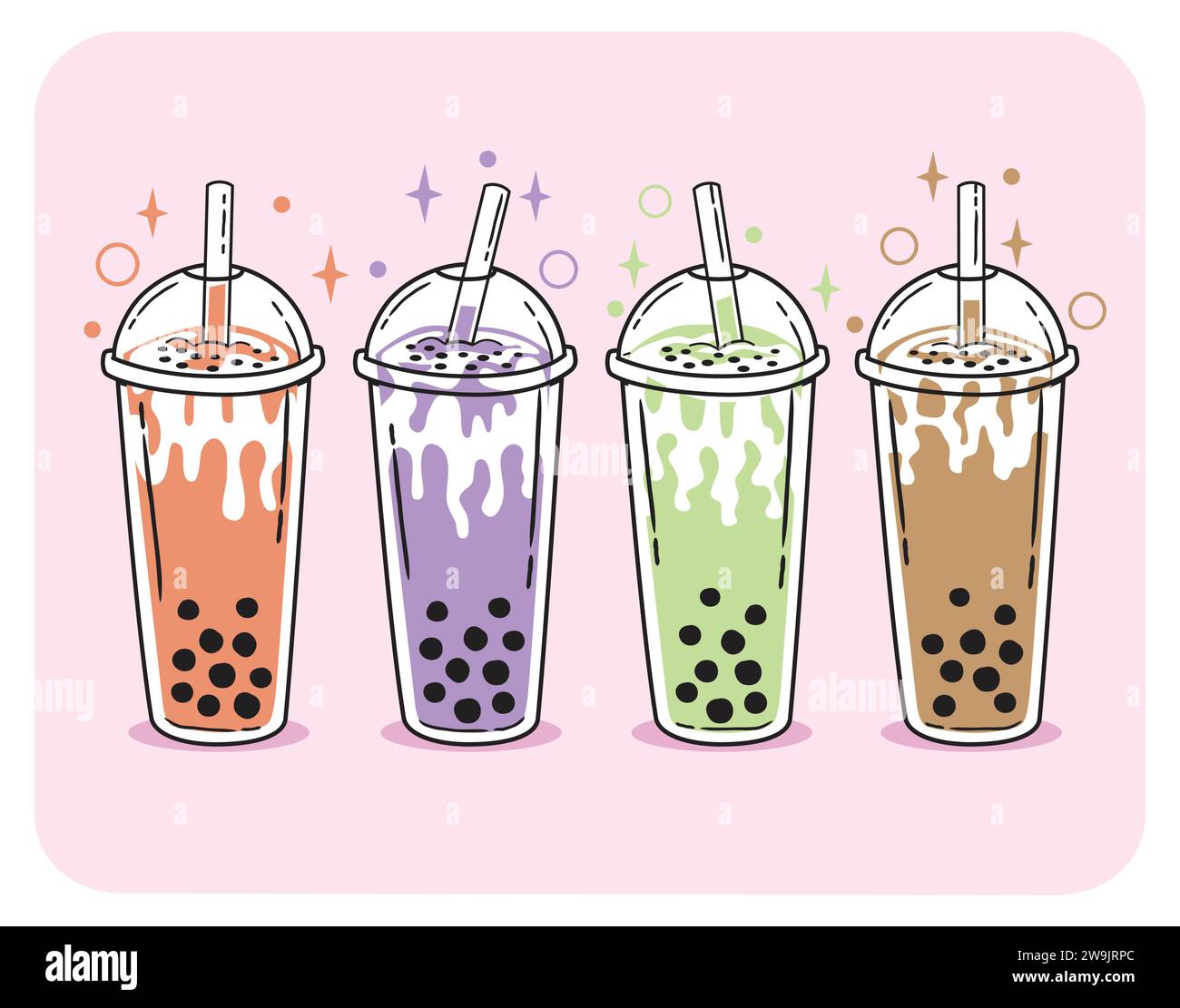 Boba Milk Bubble Tea Tall Glass Vector Design Stock Vector Image & Art ...