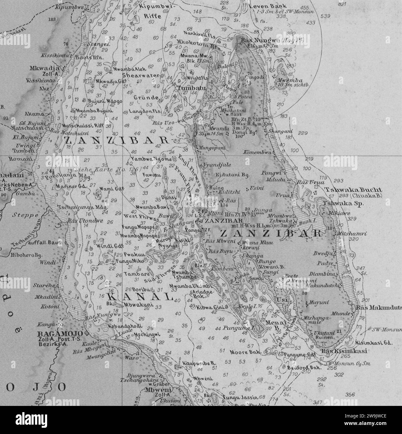 Zanzibar marine chart 1891 Stock Photo - Alamy