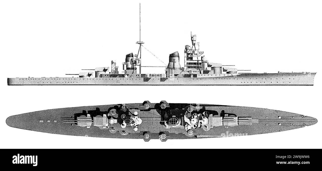 Zara-class cruiser drawing Stock Photo - Alamy