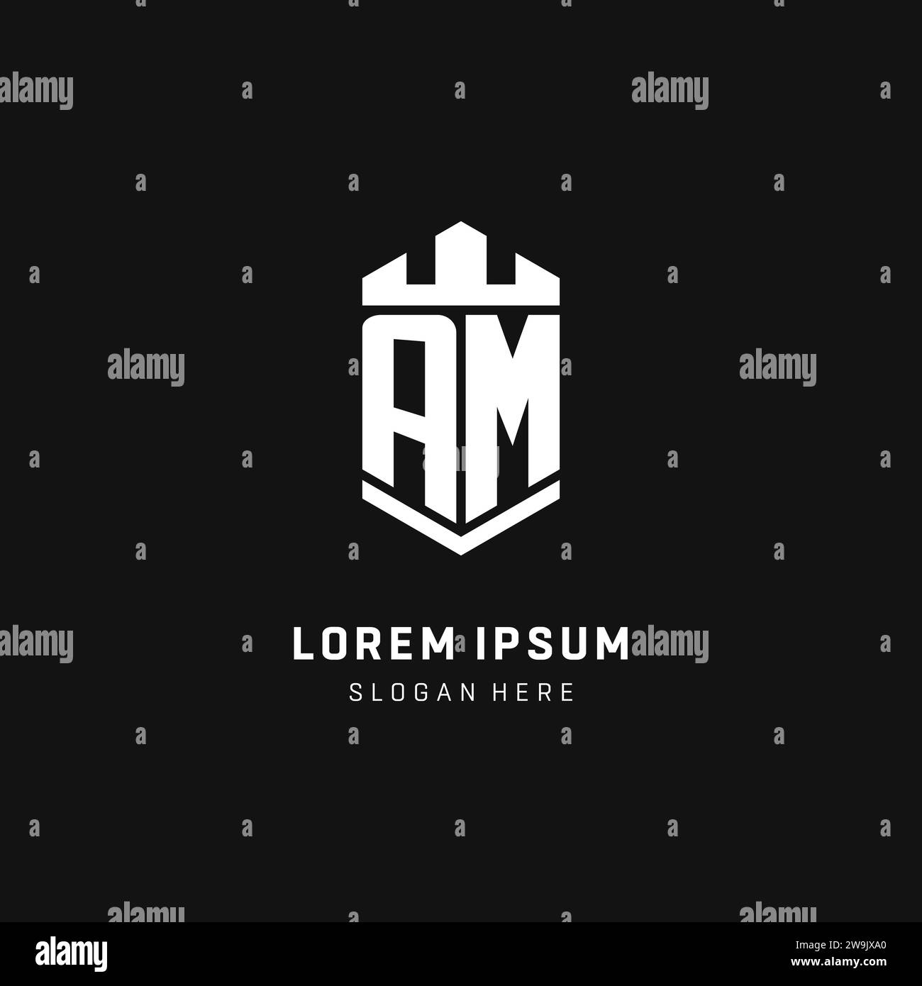 AM monogram logo initial with crown and shield guard shape style vector graphic Stock Vector ...