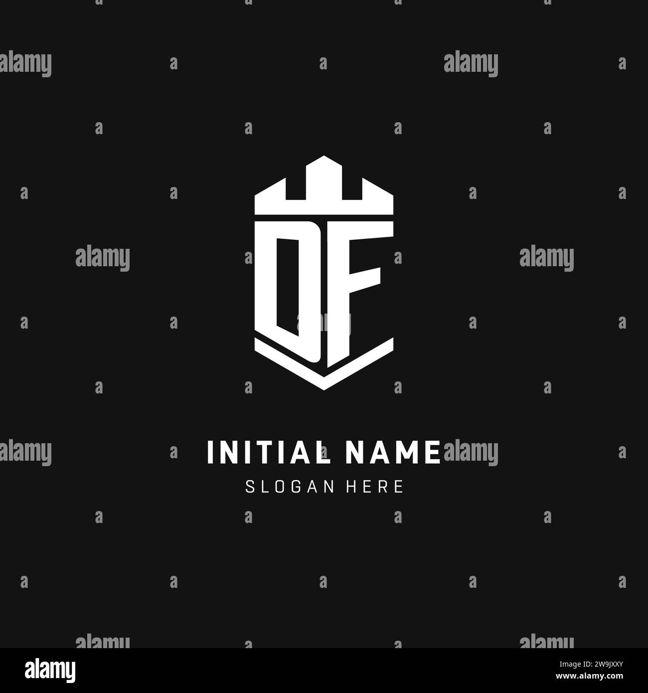 DF monogram logo initial with crown and shield guard shape style vector graphic Stock Vector ...