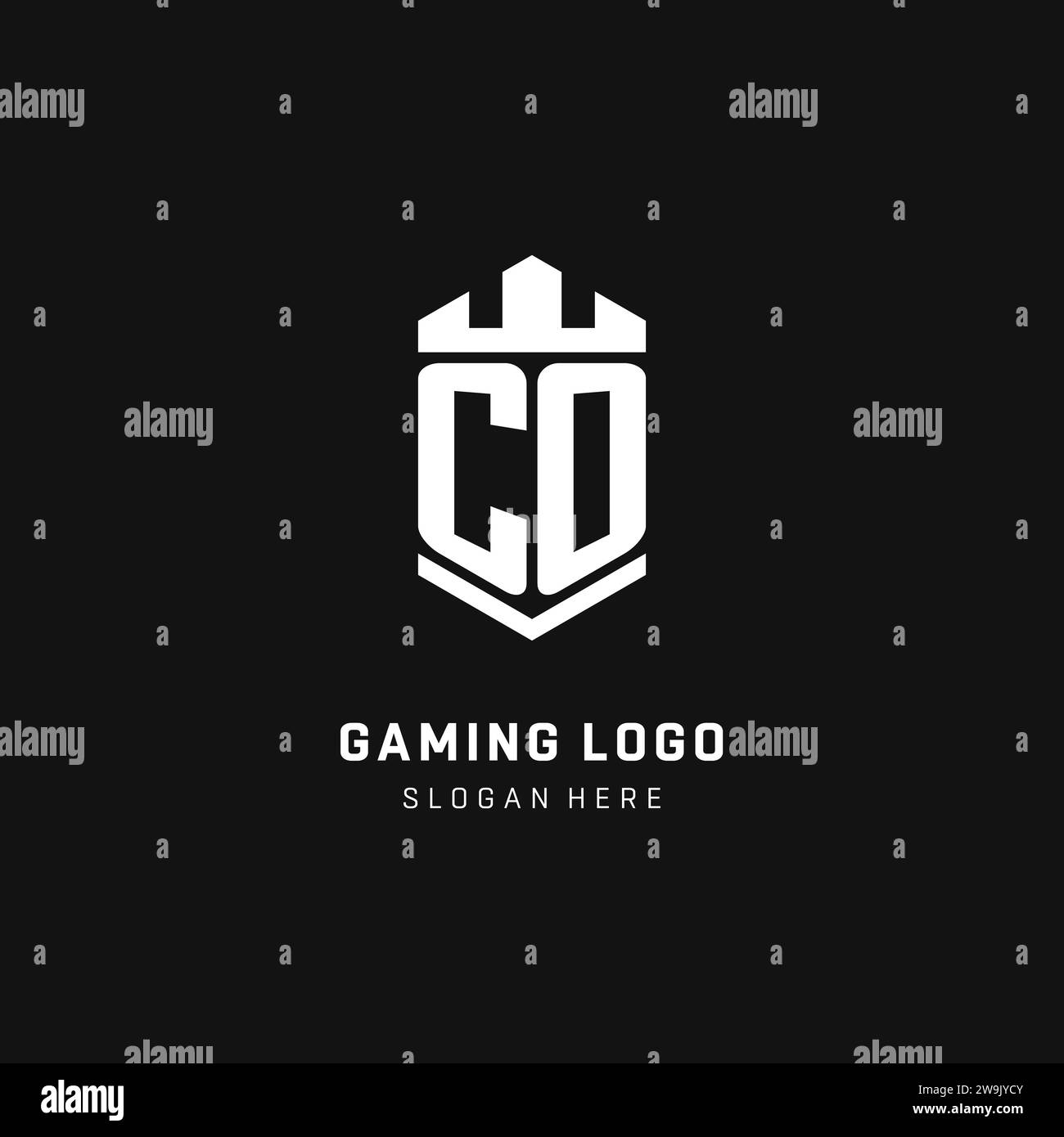 CO monogram logo initial with crown and shield guard shape style vector graphic Stock Vector ...