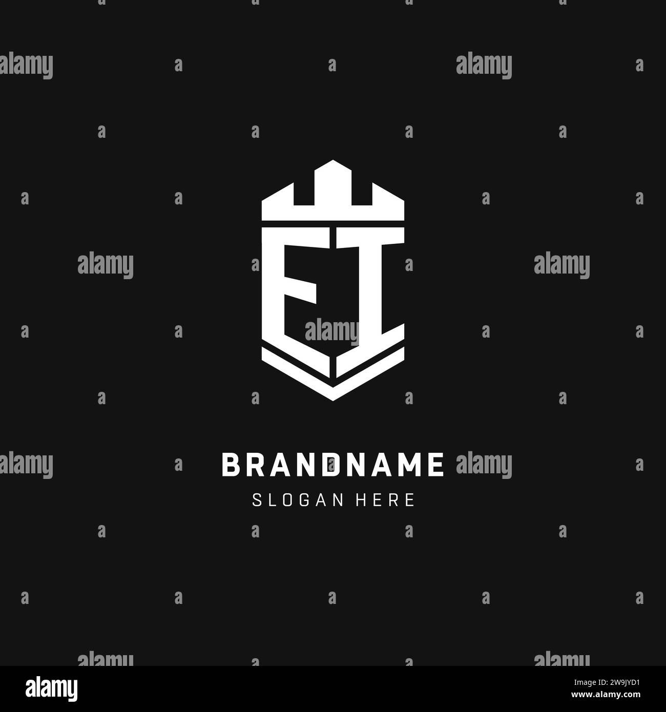 EI monogram logo initial with crown and shield guard shape style vector graphic Stock Vector ...
