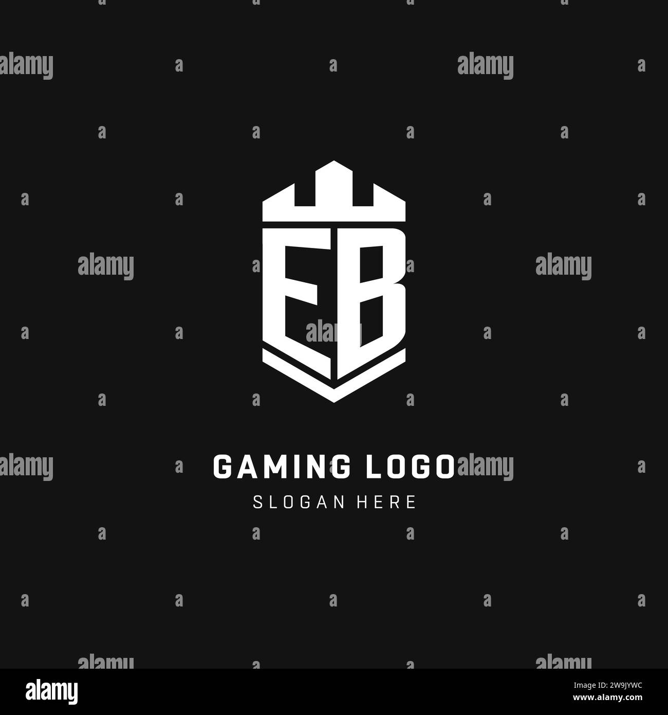 EB monogram logo initial with crown and shield guard shape style vector ...