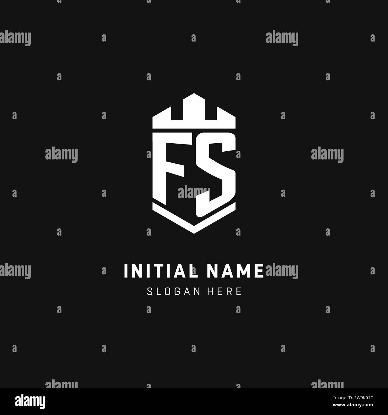 FS monogram logo initial with crown and shield guard shape style vector graphic Stock Vector ...