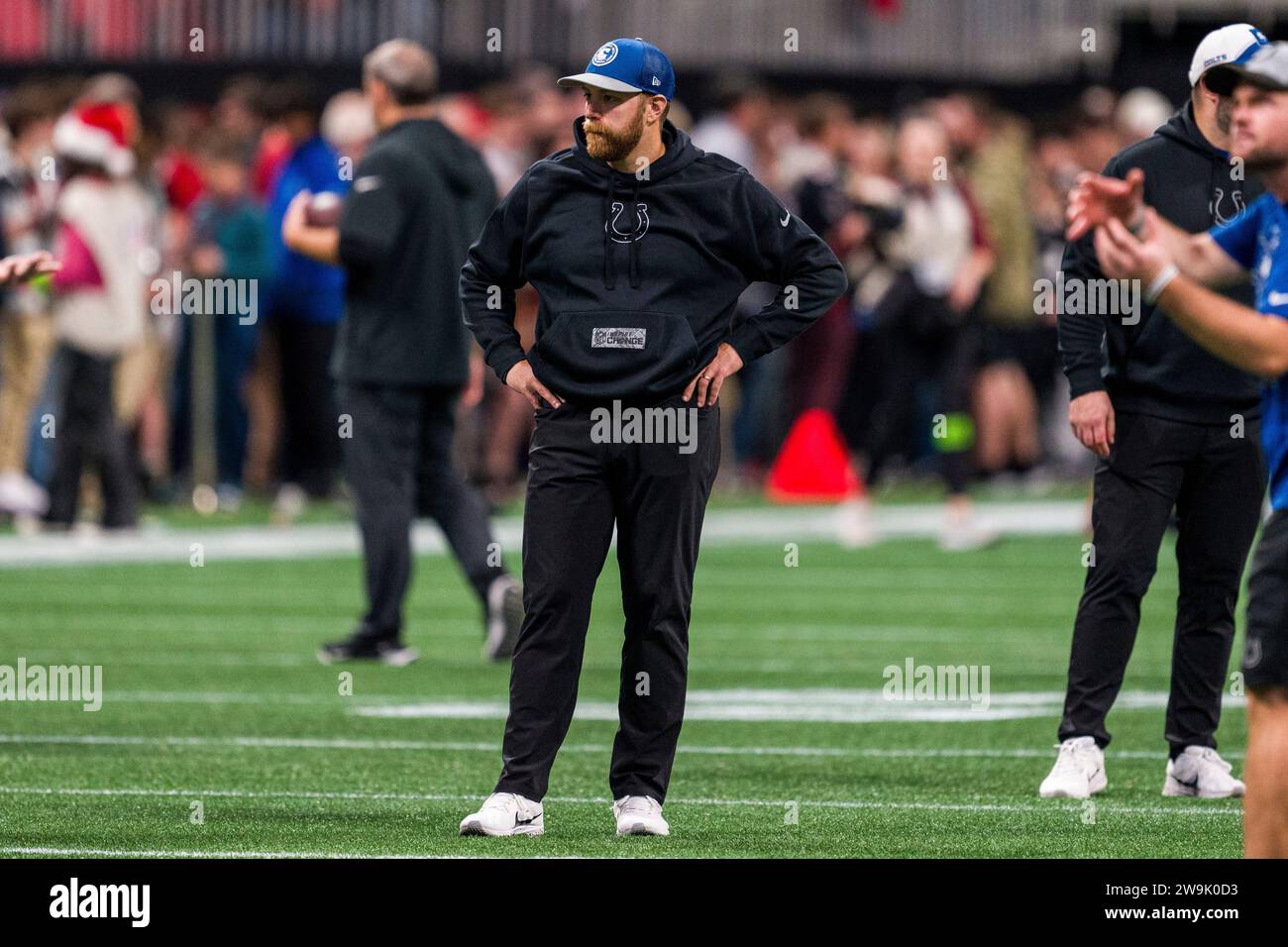 Indianapolis Colts tight ends coach Tom Manning works before the first ...