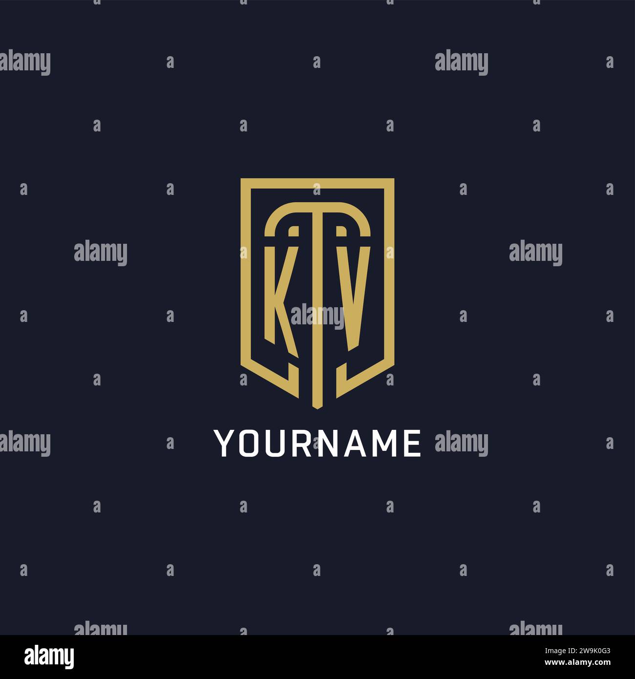 Initial KV shield logo luxury style, Creative company logo design ...