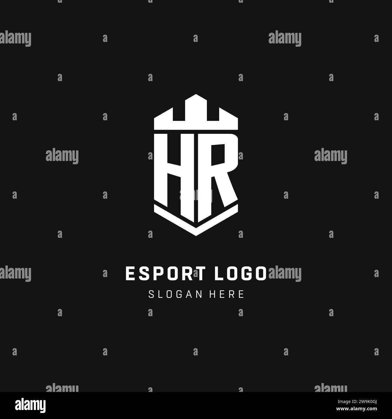 HR monogram logo initial with crown and shield guard shape style vector graphic Stock Vector ...