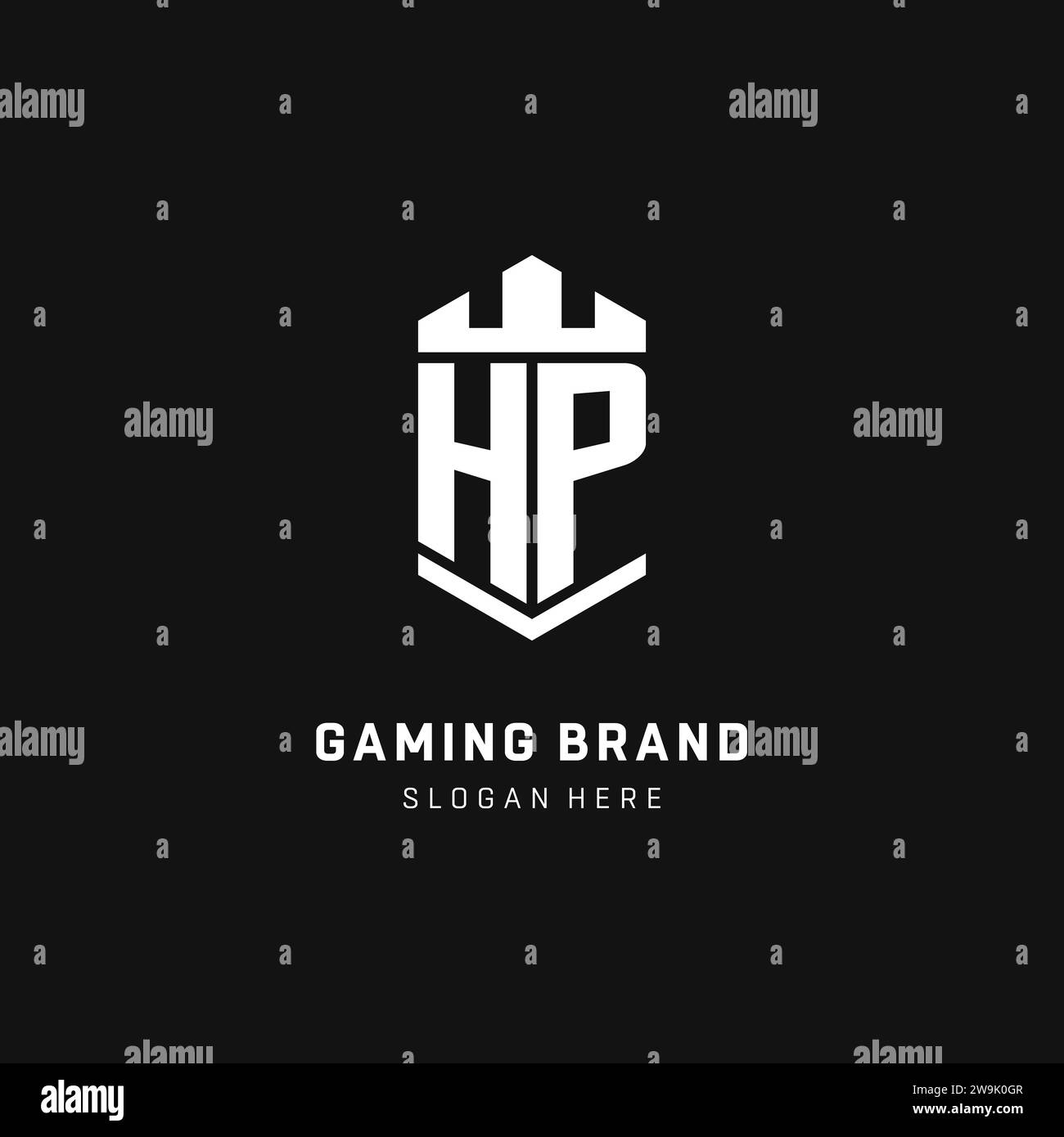 HP monogram logo initial with crown and shield guard shape style vector graphic Stock Vector ...