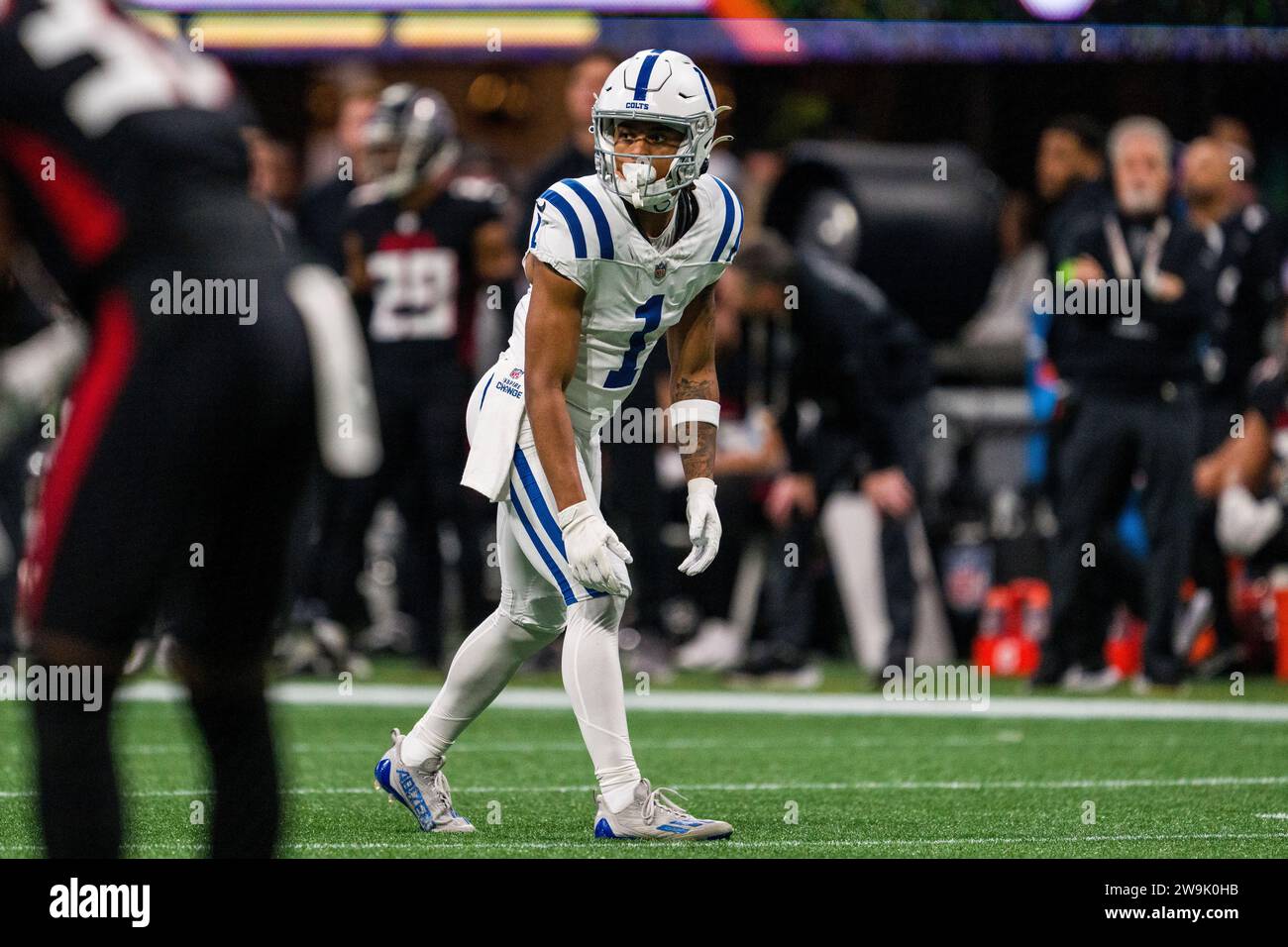 Indianapolis Colts wide receiver Josh Downs (1) lines up during the ...