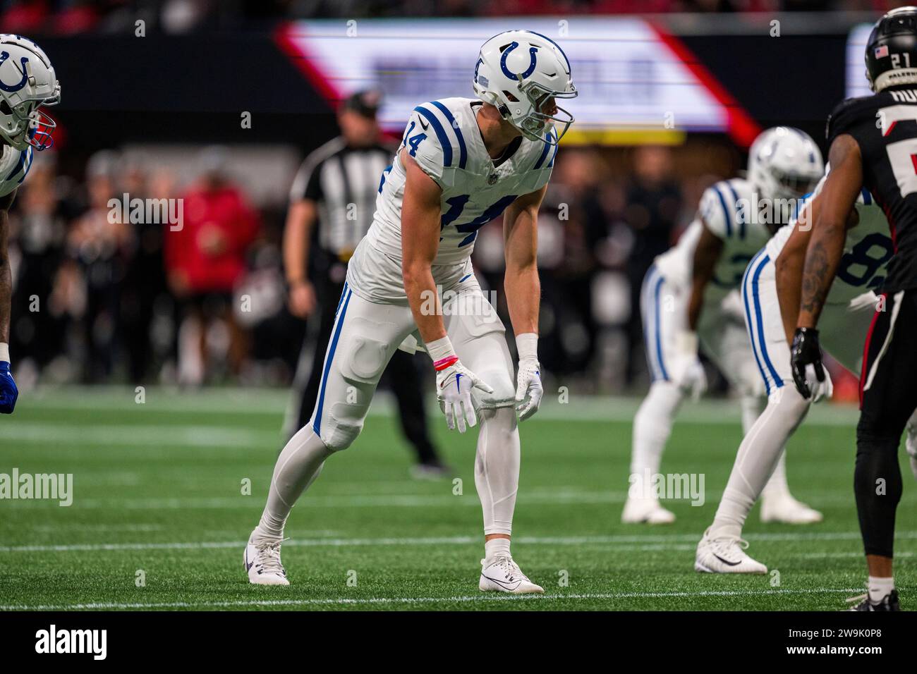 Indianapolis Colts wide receiver Alec Pierce (14) lines up during the ...