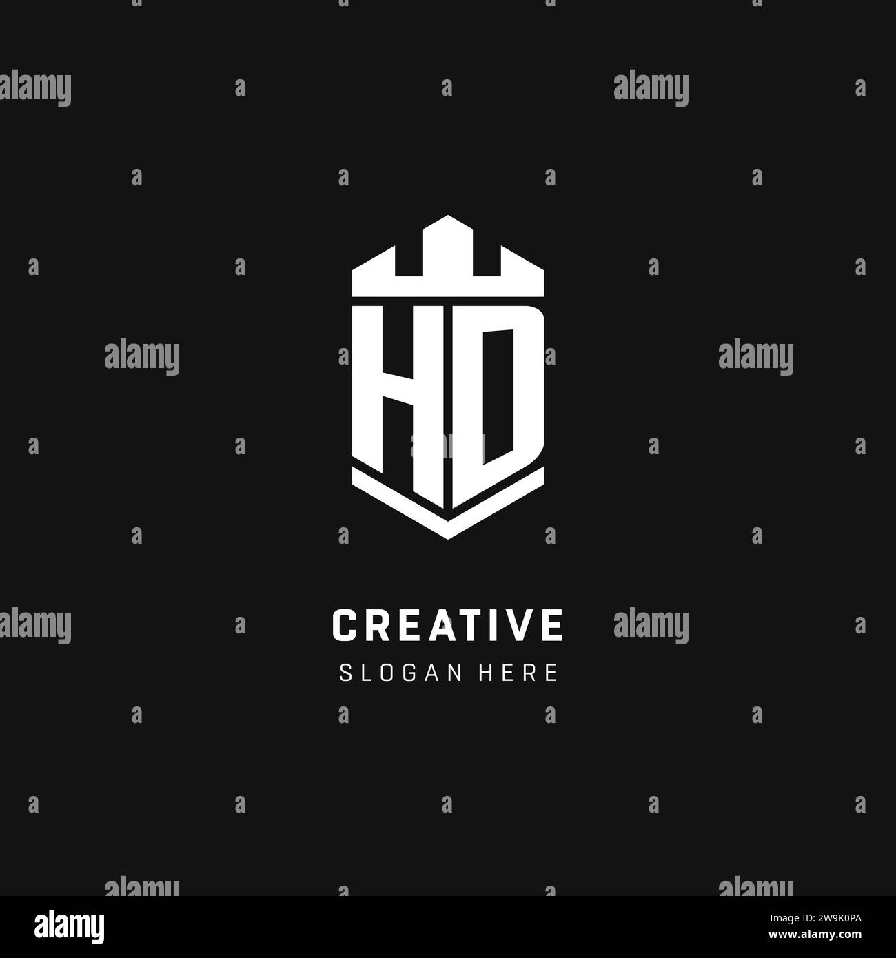 HD monogram logo initial with crown and shield guard shape style vector ...