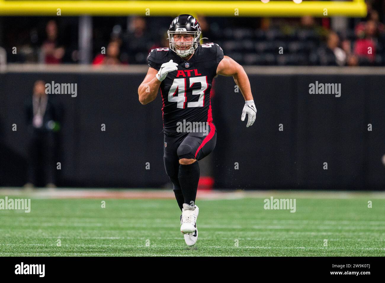 Atlanta Falcons tight end Tucker Fisk (43) works during the first half ...