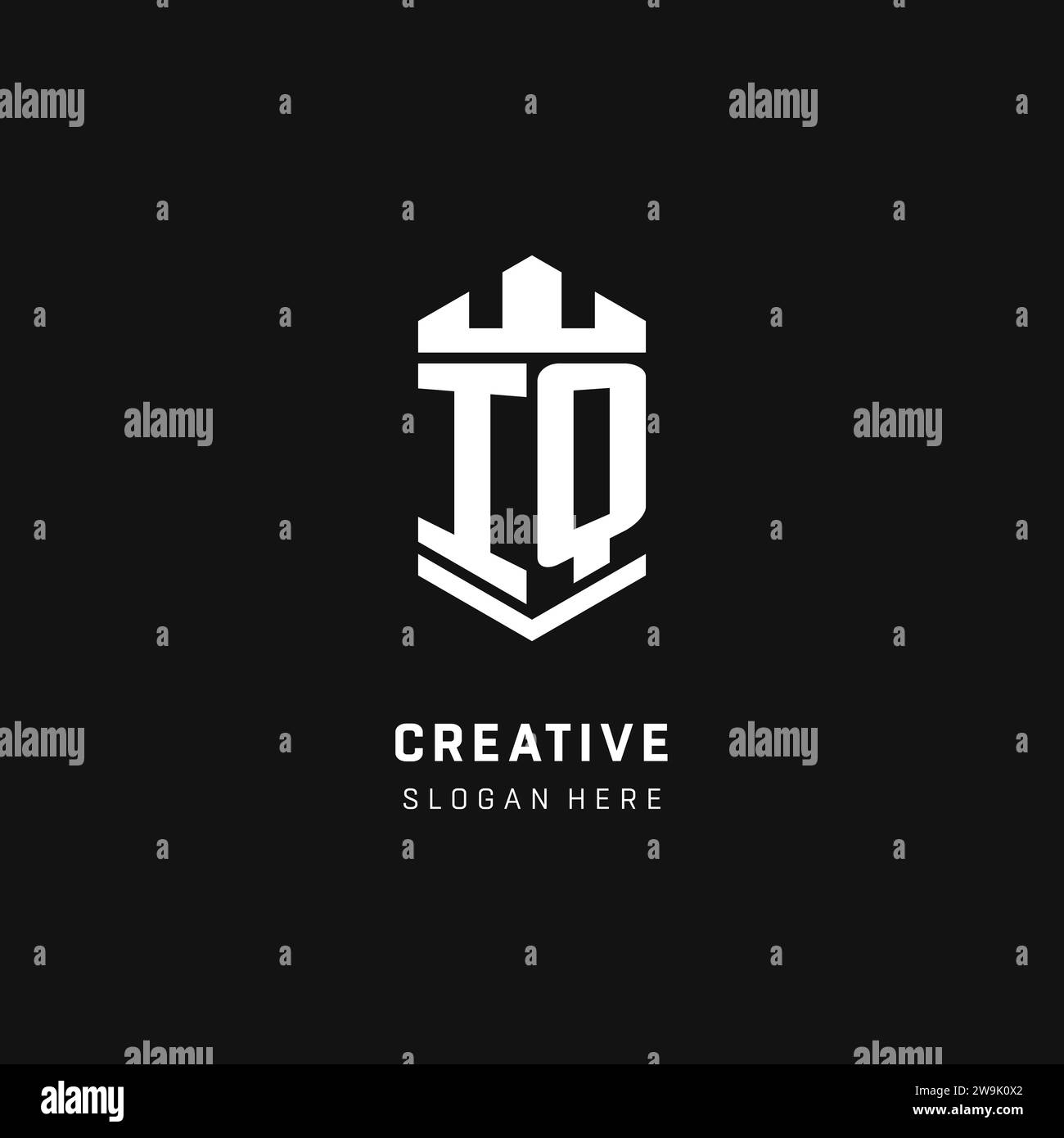 IQ monogram logo initial with crown and shield guard shape style vector graphic Stock Vector ...