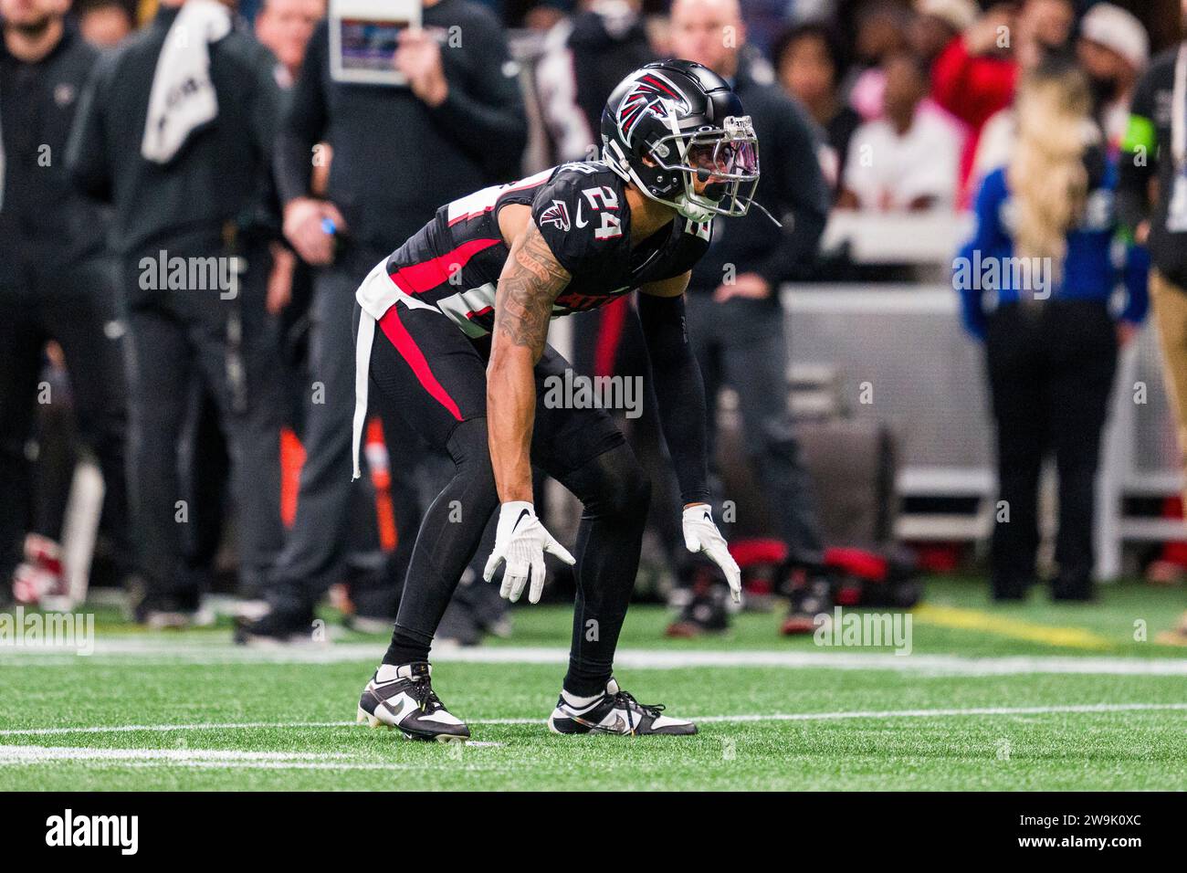 Atlanta Falcons cornerback A.J. Terrell (24) lines up during the first ...