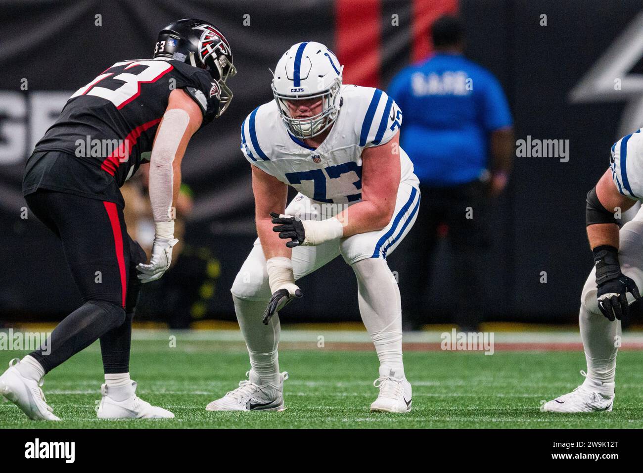Indianapolis Colts offensive tackle Blake Freeland (73) lines up during ...