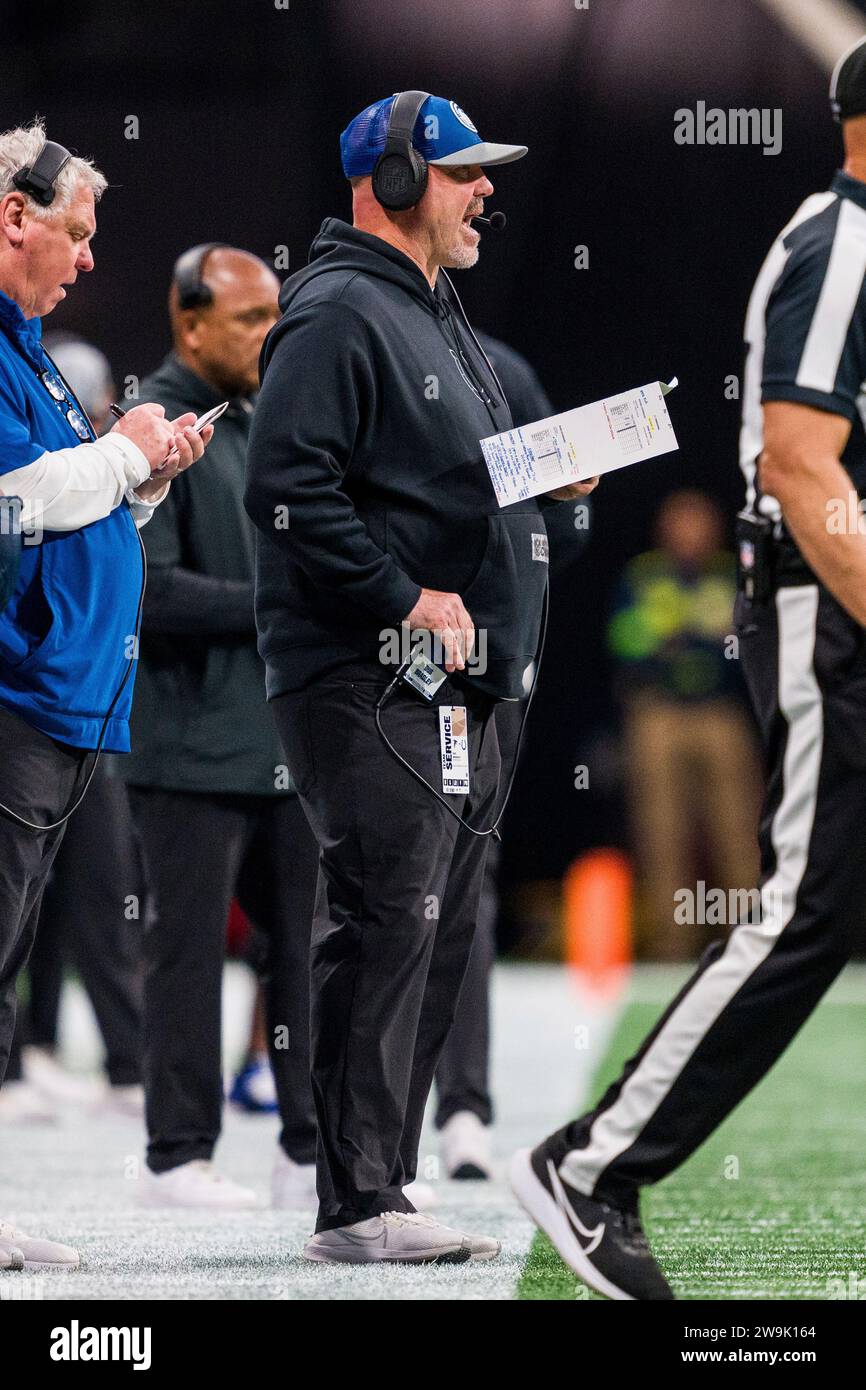 Indianapolis Colts defensive coordinator Gus Bradley works during the ...