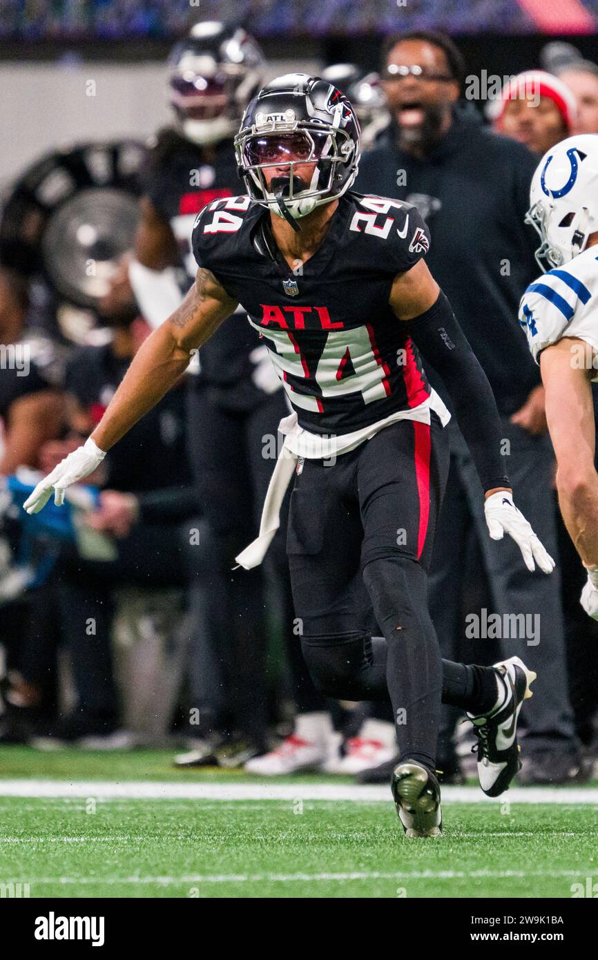 Atlanta Falcons cornerback A.J. Terrell (24) works during the second ...