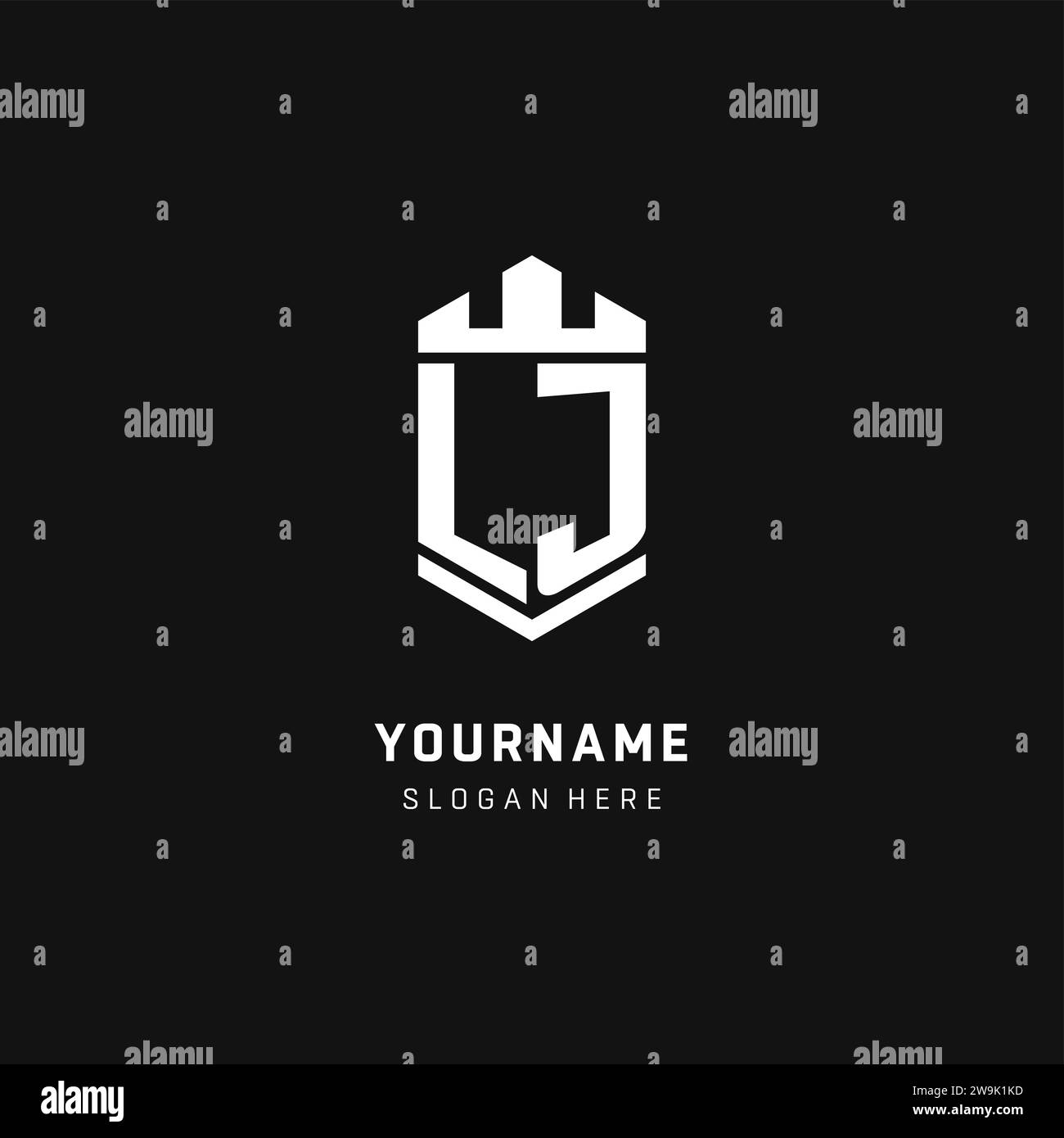 LJ monogram logo initial with crown and shield guard shape style vector graphic Stock Vector ...