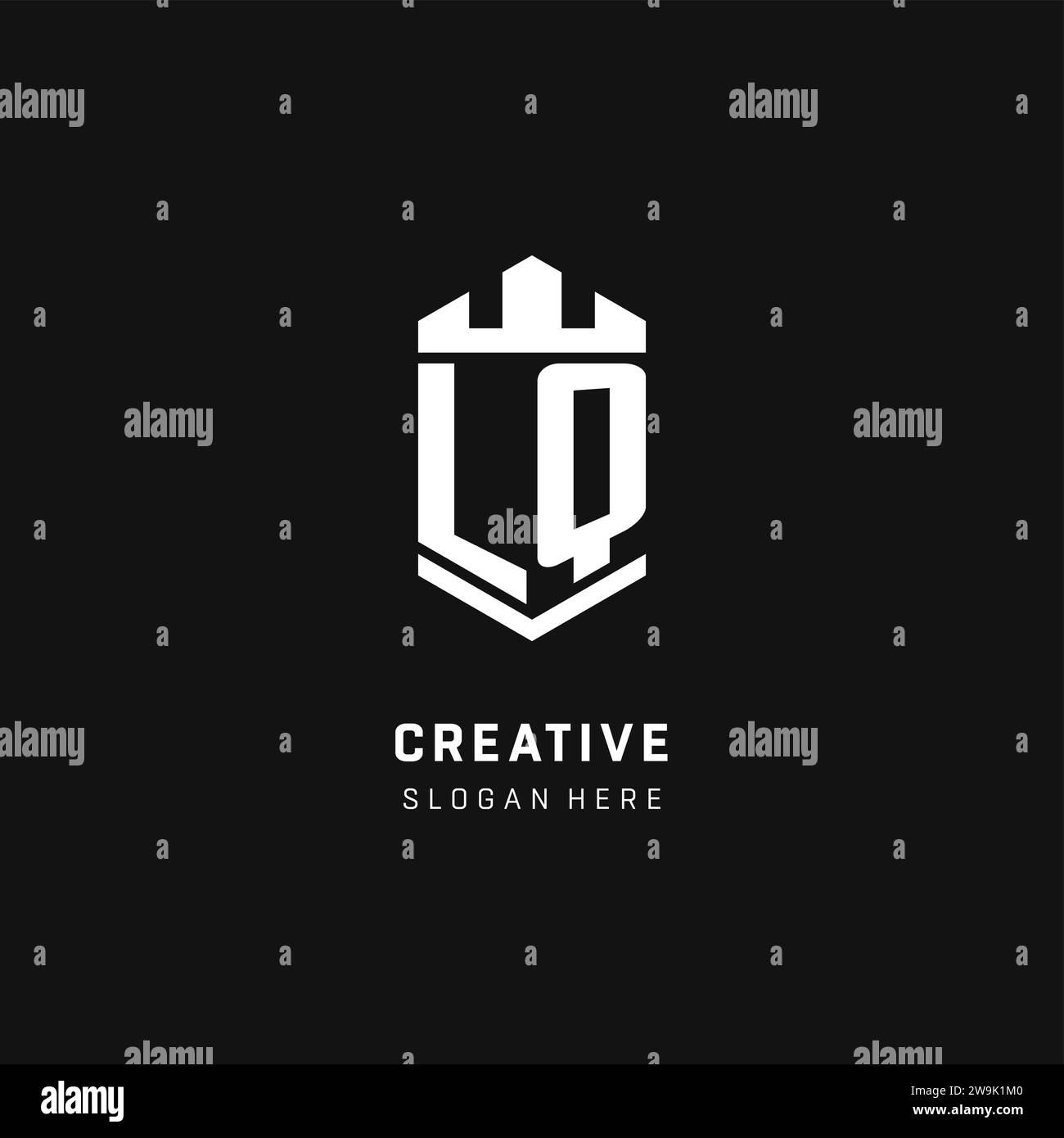 LQ monogram logo initial with crown and shield guard shape style vector graphic Stock Vector ...