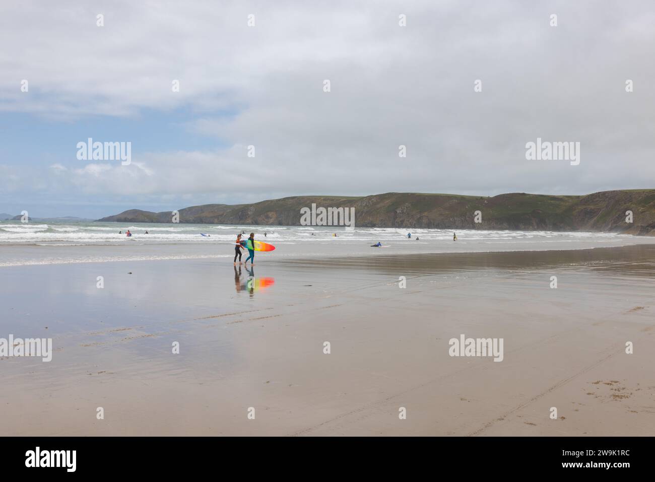 Newgale, Wales - 29 August 2023: Surfing on the Newgale Beach suitable ...