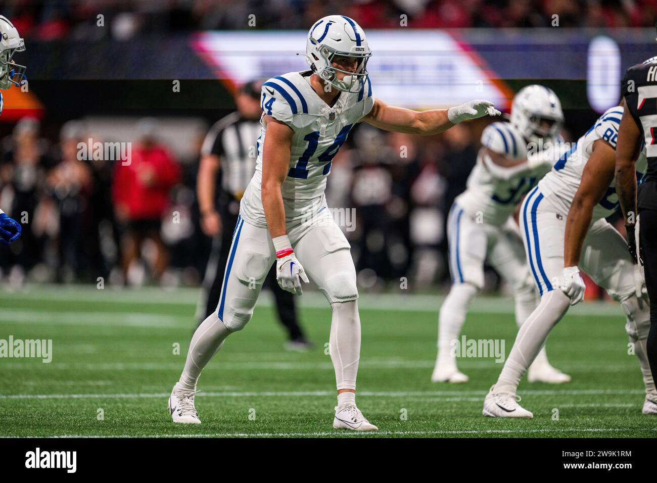 Indianapolis Colts wide receiver Alec Pierce (14) lines up during the ...
