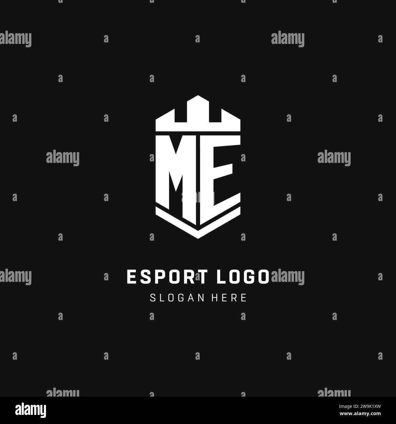 ME monogram logo initial with crown and shield guard shape style vector ...