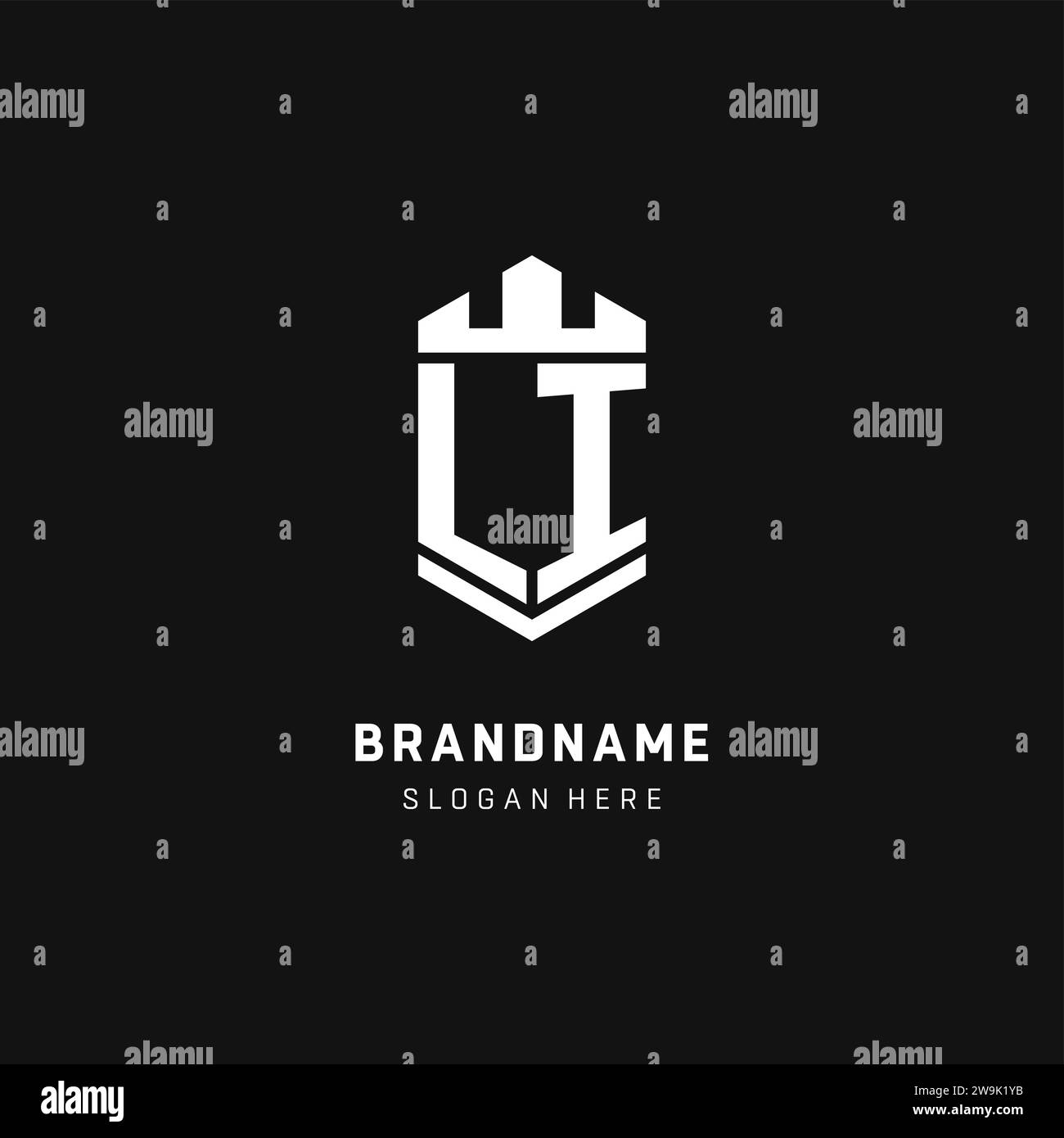 LI monogram logo initial with crown and shield guard shape style vector graphic Stock Vector ...
