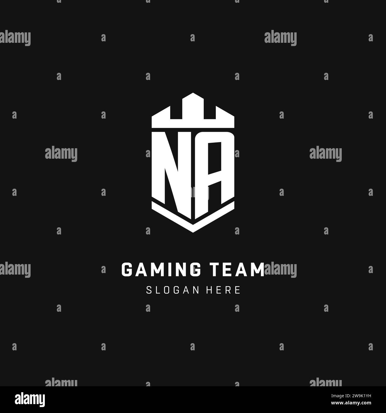 NA monogram logo initial with crown and shield guard shape style vector ...