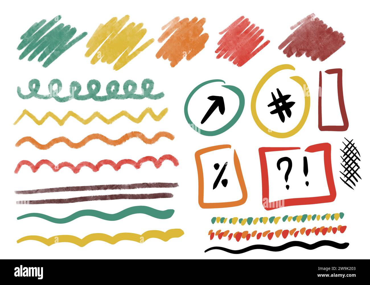 Set markers colored stripes and spots on white background for wrapping ...