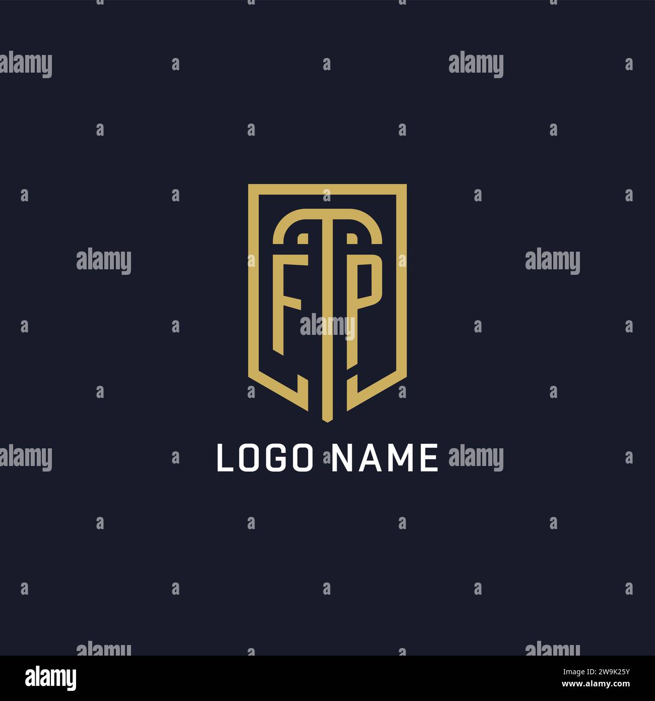 Initial FP shield logo luxury style, Creative company logo design ...
