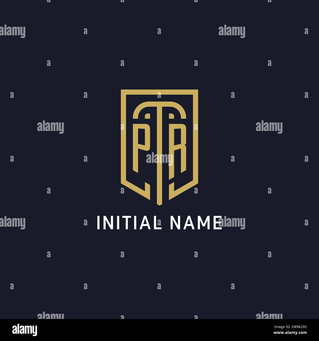 Initial PR shield logo luxury style, Creative company logo design ...