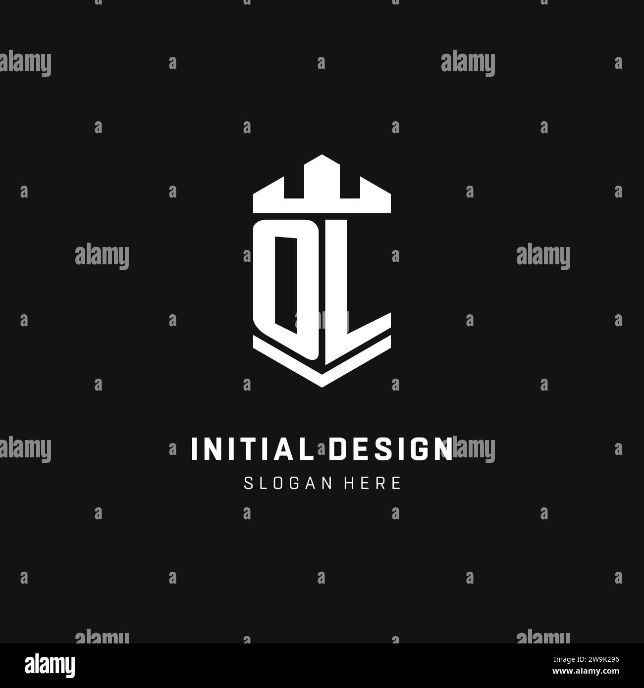 OL monogram logo initial with crown and shield guard shape style vector graphic Stock Vector ...