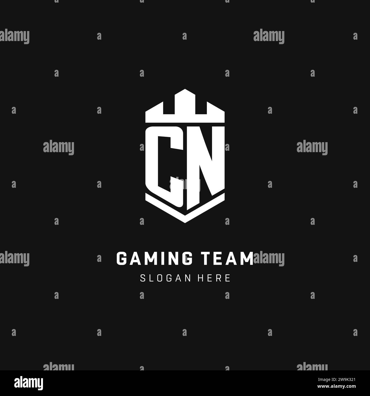 CN monogram logo initial with crown and shield guard shape style vector graphic Stock Vector ...