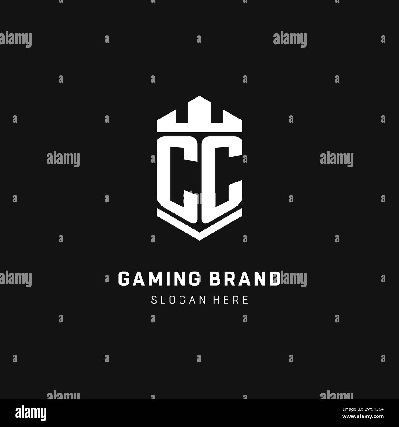 CC monogram logo initial with crown and shield guard shape style vector ...