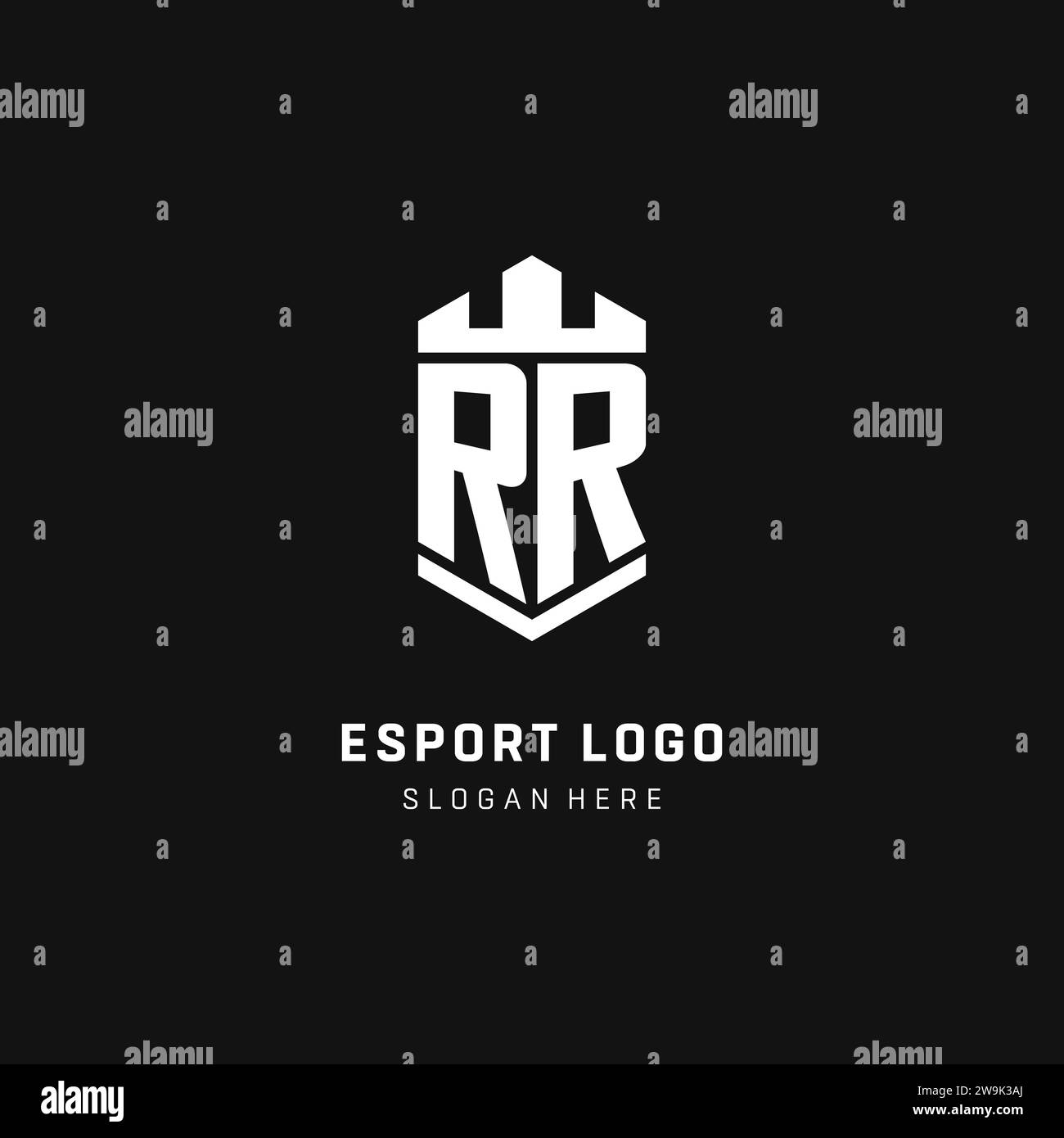 RR monogram logo initial with crown and shield guard shape style vector graphic Stock Vector ...