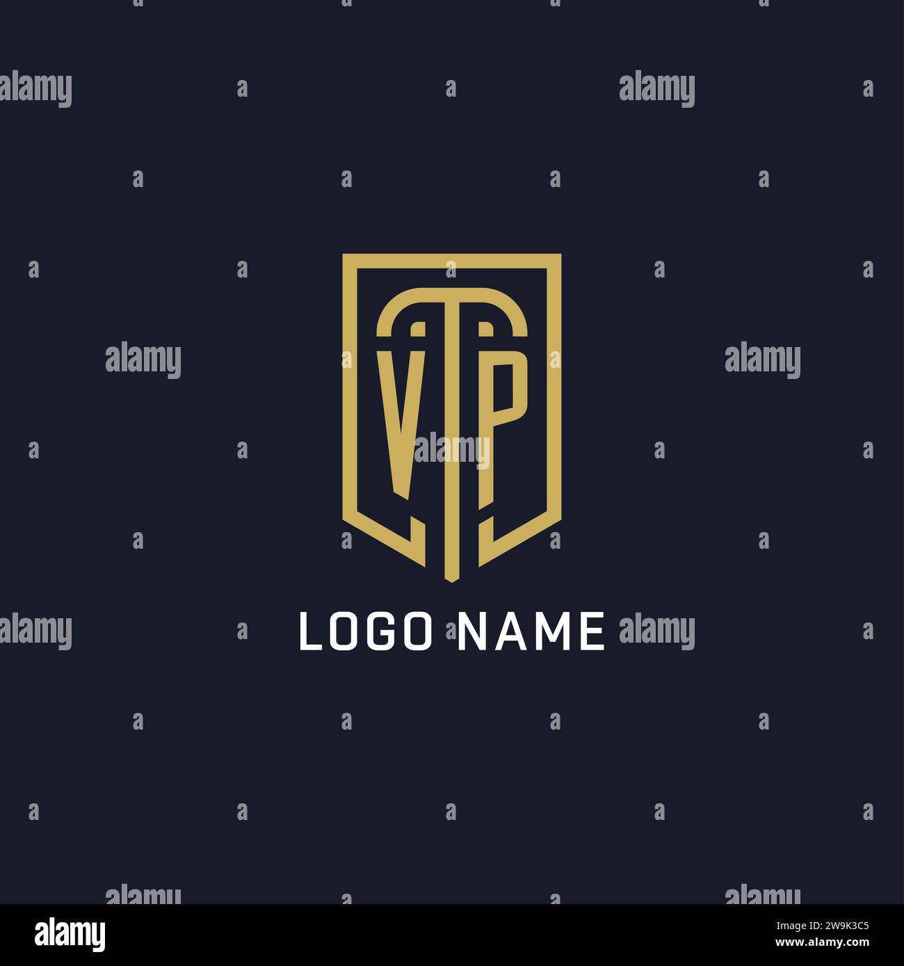 Initial VP shield logo luxury style, Creative company logo design ...