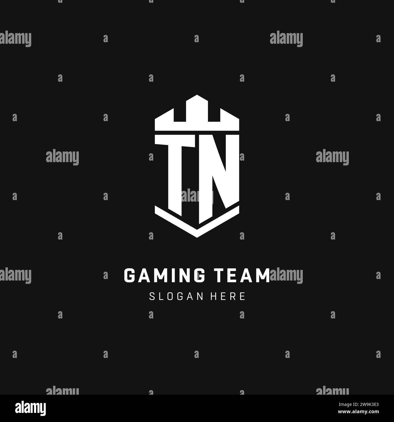 TN monogram logo initial with crown and shield guard shape style vector graphic Stock Vector ...