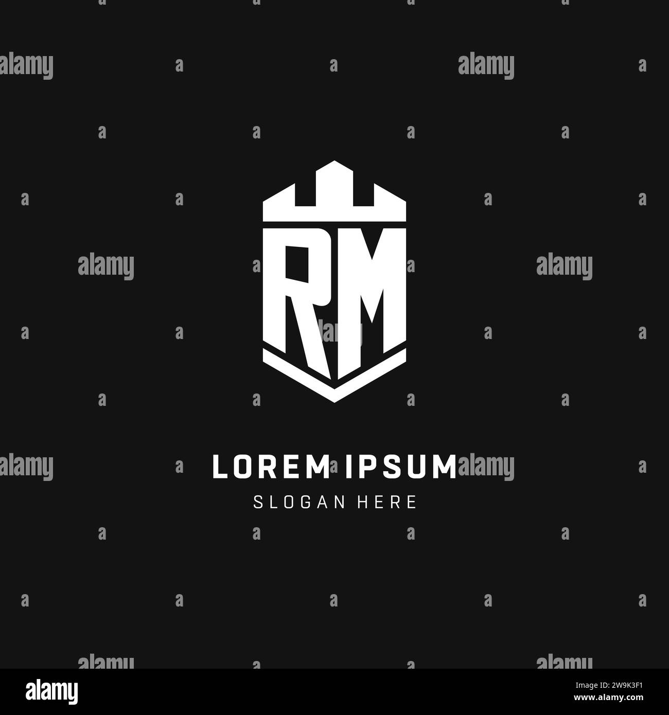 RM monogram logo initial with crown and shield guard shape style vector graphic Stock Vector ...