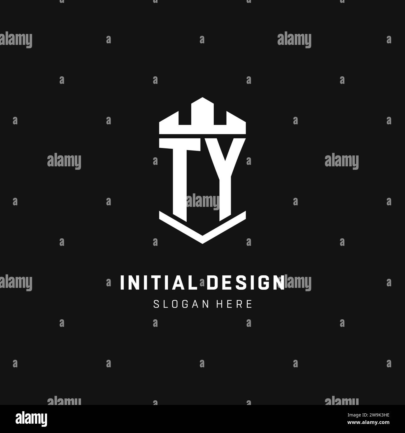 TY monogram logo initial with crown and shield guard shape style vector graphic Stock Vector ...