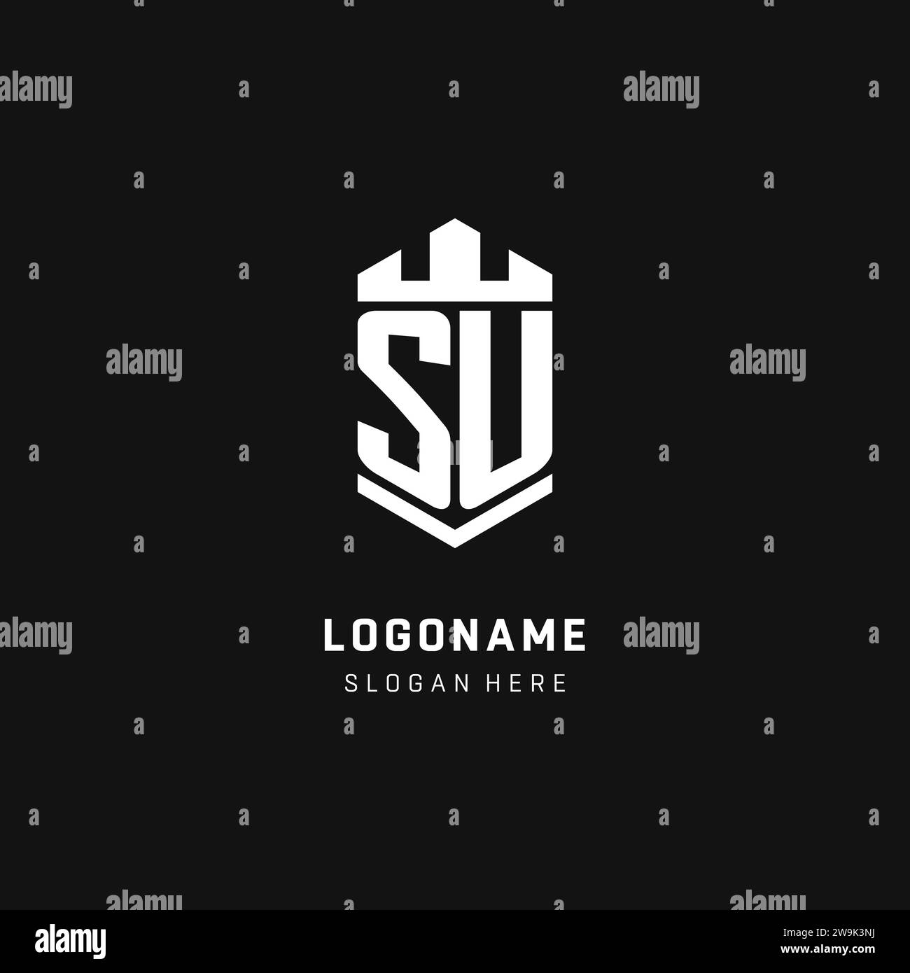 Letter su shield shape logo hi-res stock photography and images - Alamy