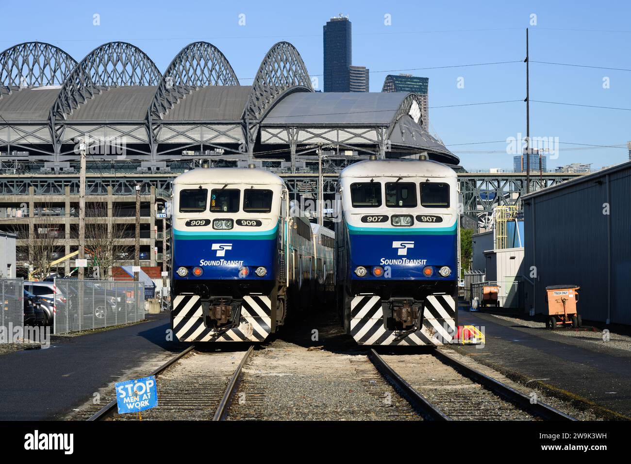 Seattle, WA, USA - December 20, 2023; Pair of Sound Transit commuter ...