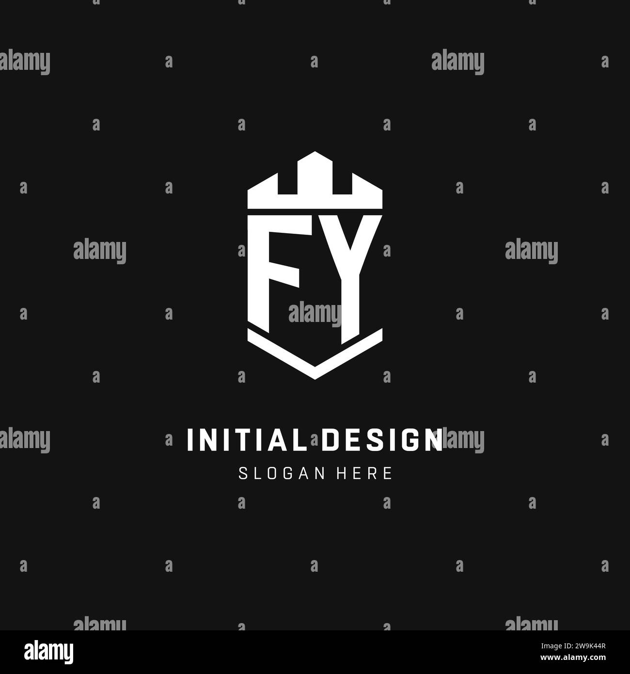 FY monogram logo initial with crown and shield guard shape style vector graphic Stock Vector ...