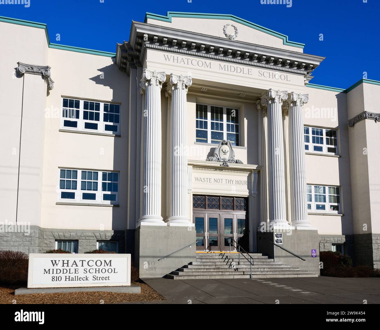 Bellingham, WA, USA - December 16, 2023; Main entrance to rebuilt ...