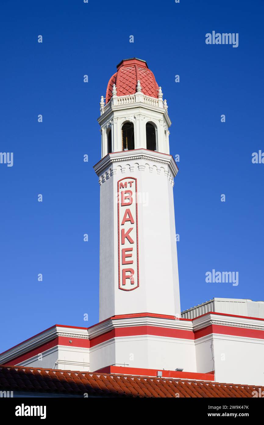 Bellingham, WA, USA - December 16, 2023; Iconic tower with text at ...