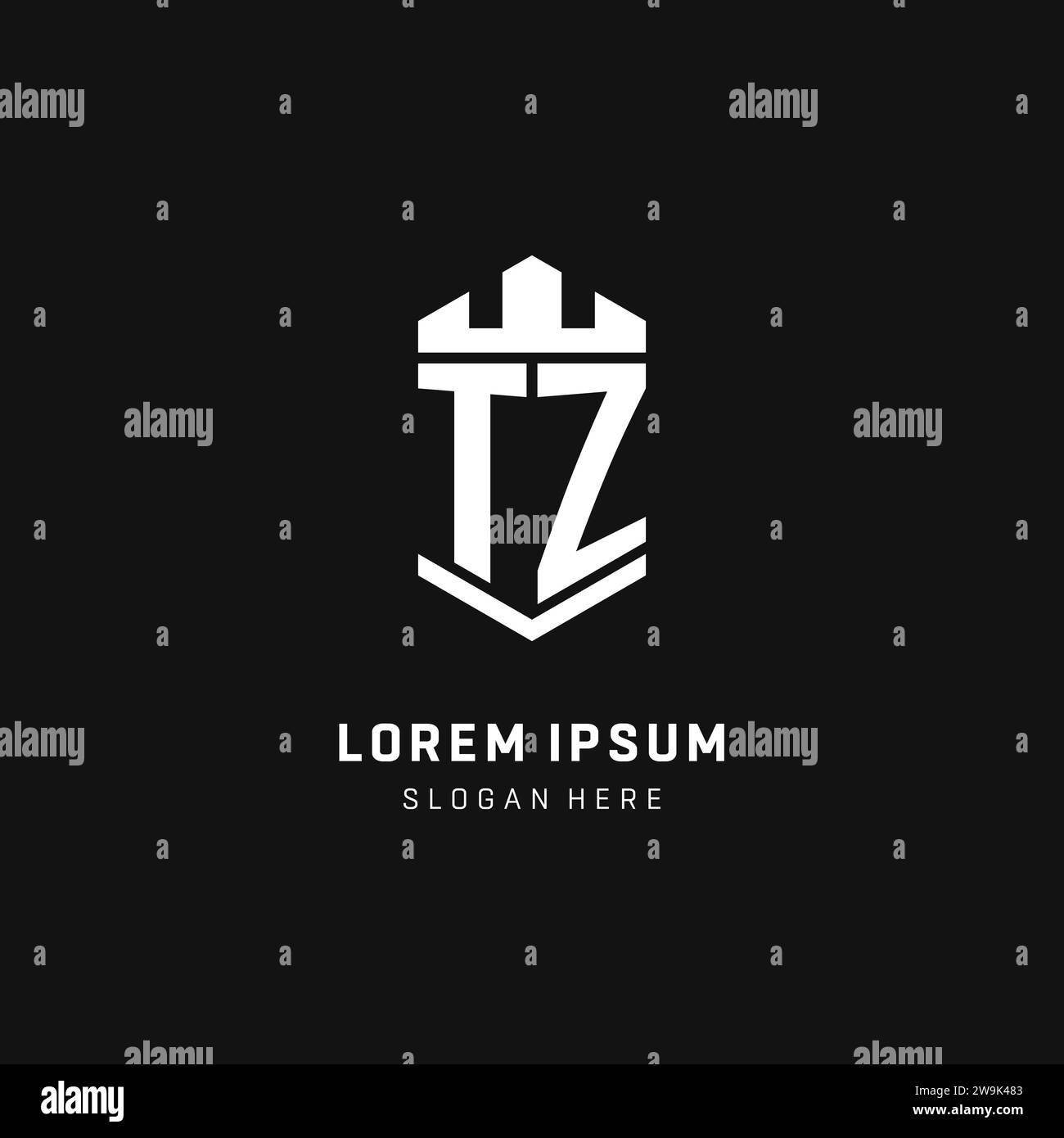 TZ monogram logo initial with crown and shield guard shape style vector graphic Stock Vector ...