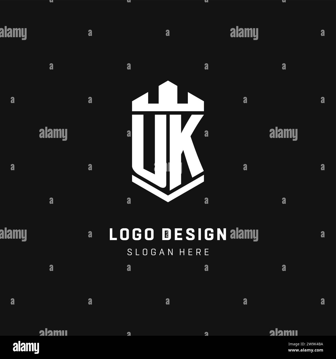 UK monogram logo initial with crown and shield guard shape style vector graphic Stock Vector ...