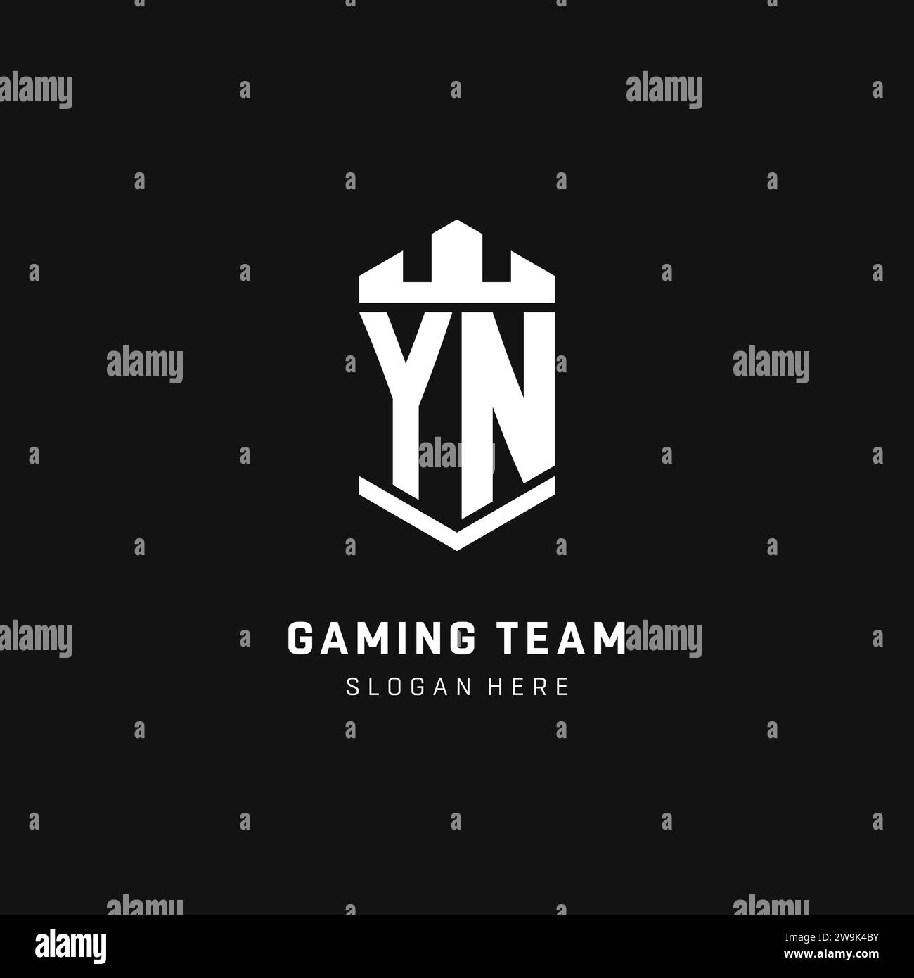 YN monogram logo initial with crown and shield guard shape style vector ...