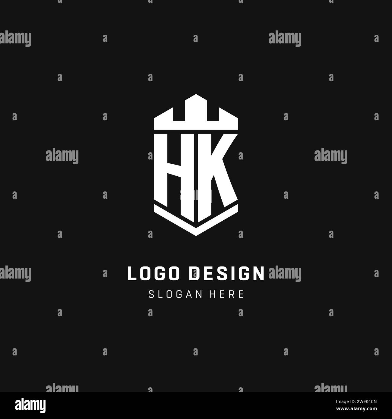 HK monogram logo initial with crown and shield guard shape style vector graphic Stock Vector ...