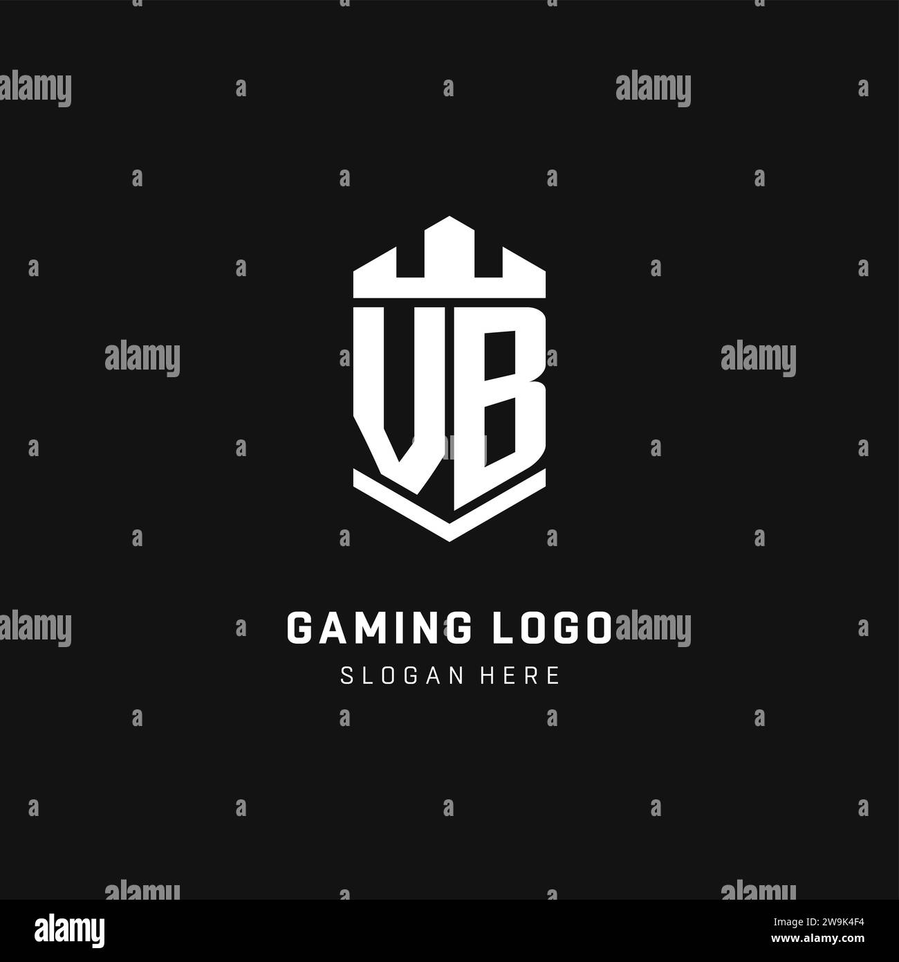 VB monogram logo initial with crown and shield guard shape style vector graphic Stock Vector ...